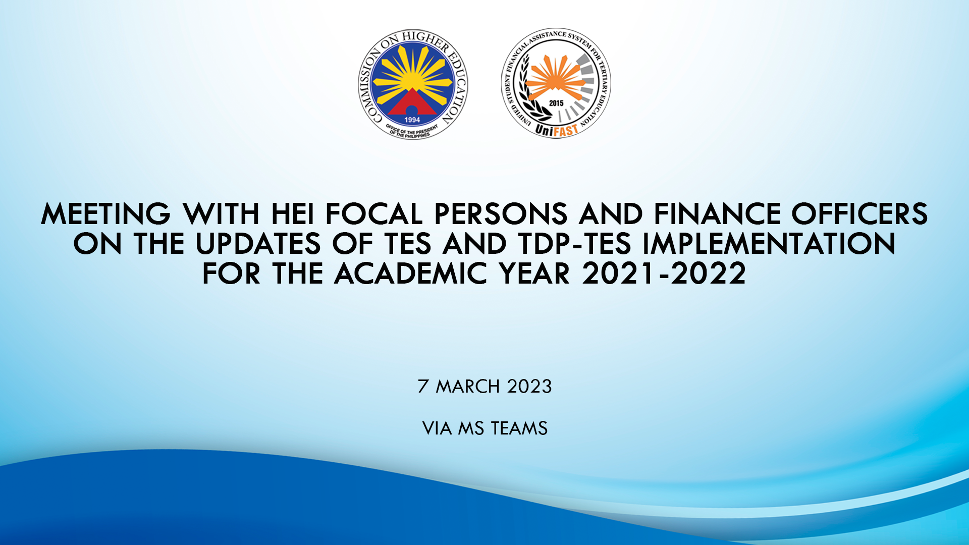 Virtual Meeting with HEI Focal Persons and Finance Officers on the TES ...